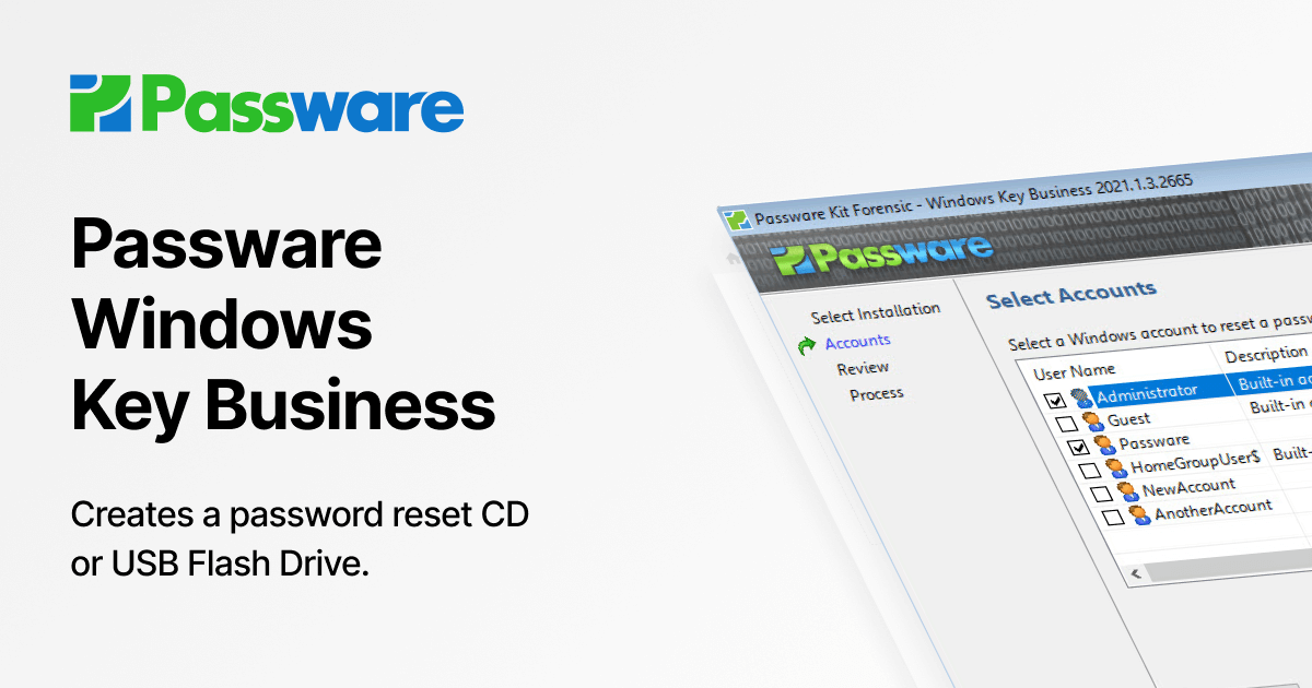 Passware Windows Key Business - password reset made simple