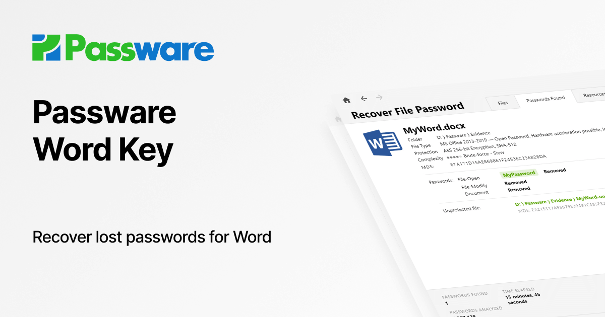 Recover all lost password types for Word documents